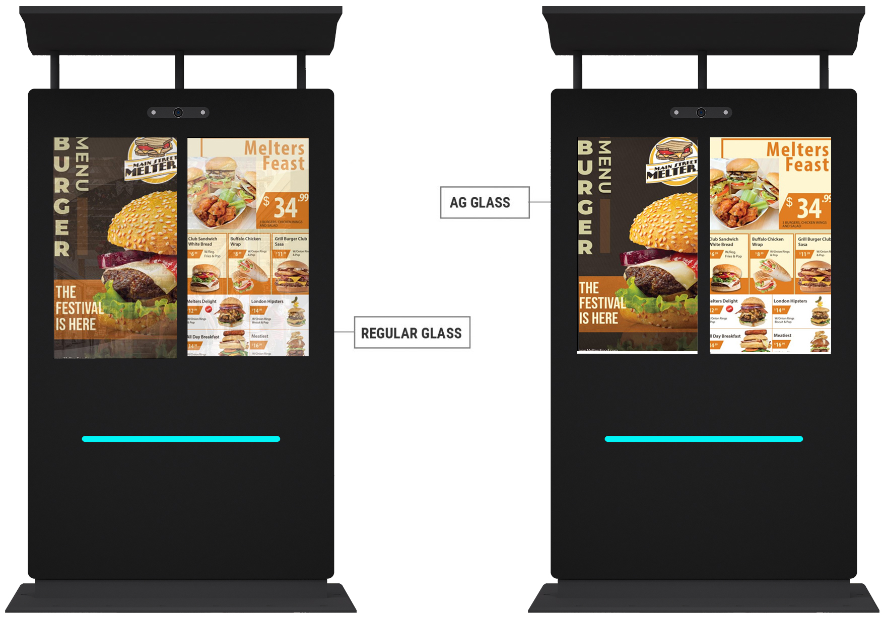 43" Outdoor Drive Thru Digital Menu Board D2 Series Dual Screens - Eflyn