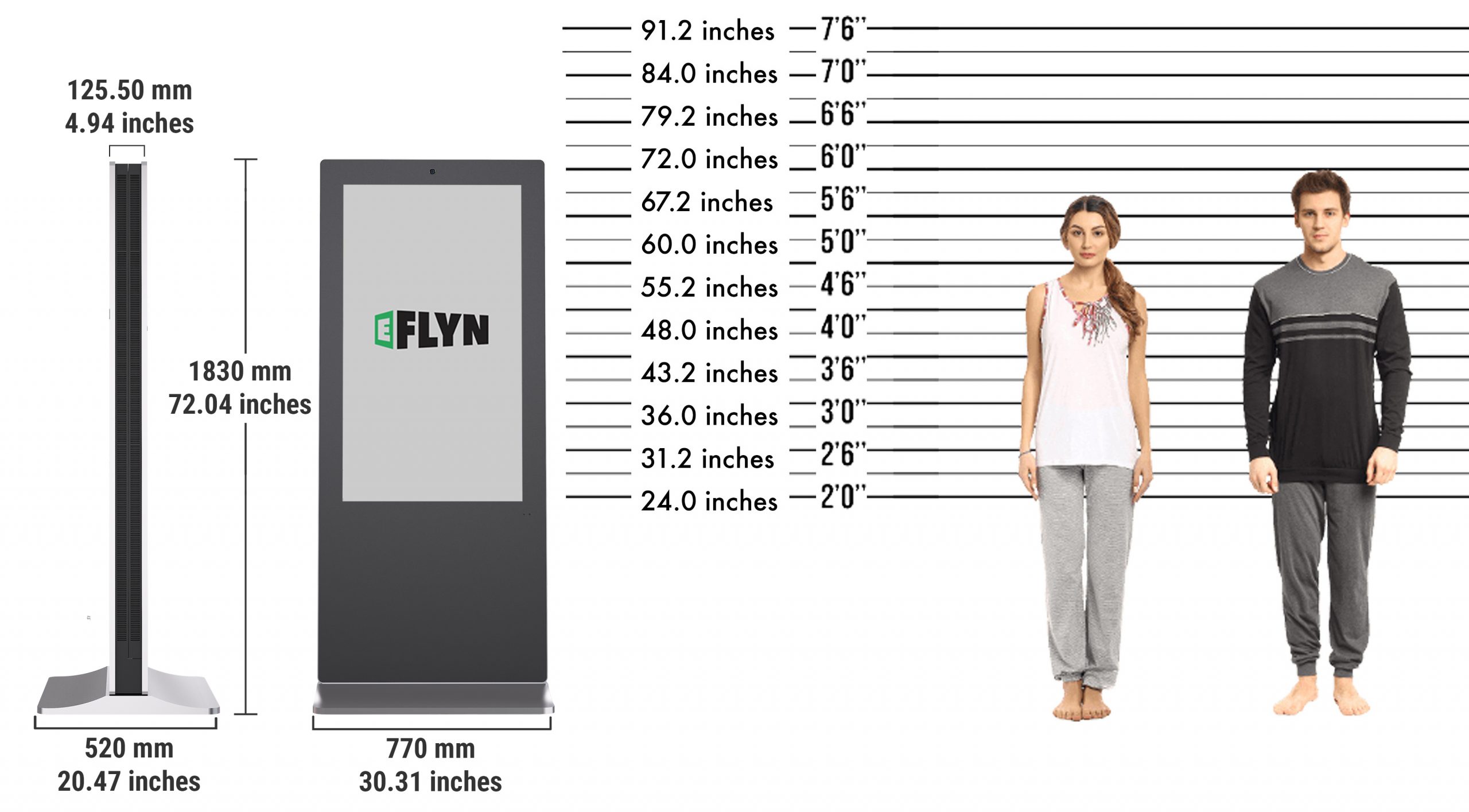 High Brightness Indoor Floor Standing Double Sided Capacitive Touch ...